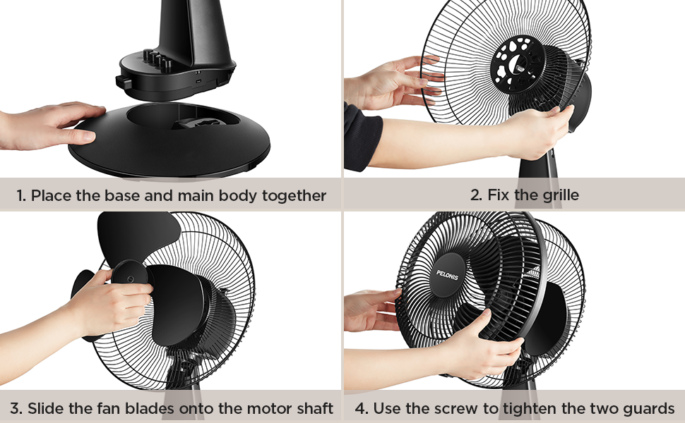 Pelonis 12-Inch Oscillating Table Fan PFT30T3ABB - Pelonis