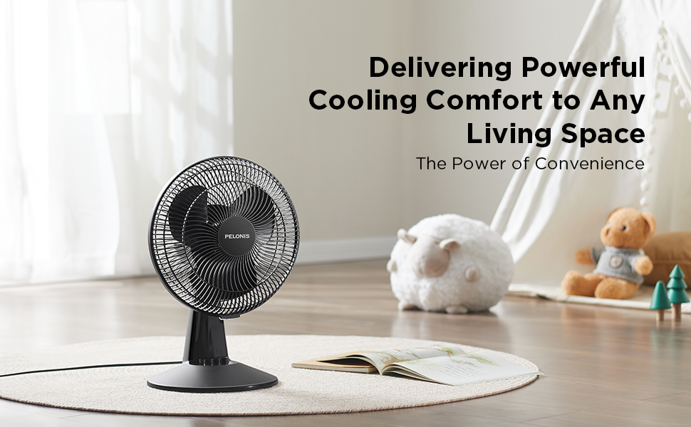 Pelonis 12-Inch Oscillating Table Fan PFT30T3ABB - Pelonis