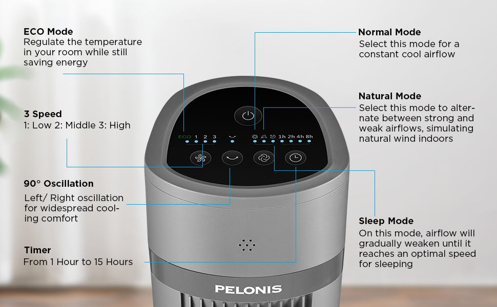 Pelonis 40" Oscillating Tower Fan PFT40A4AGB - Pelonis