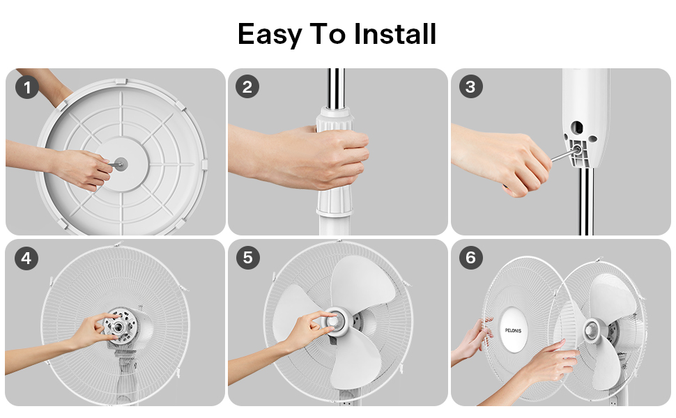 Pelonis 16" Oscillating Pedestal Fan PFS40A4BWW - Pelonis