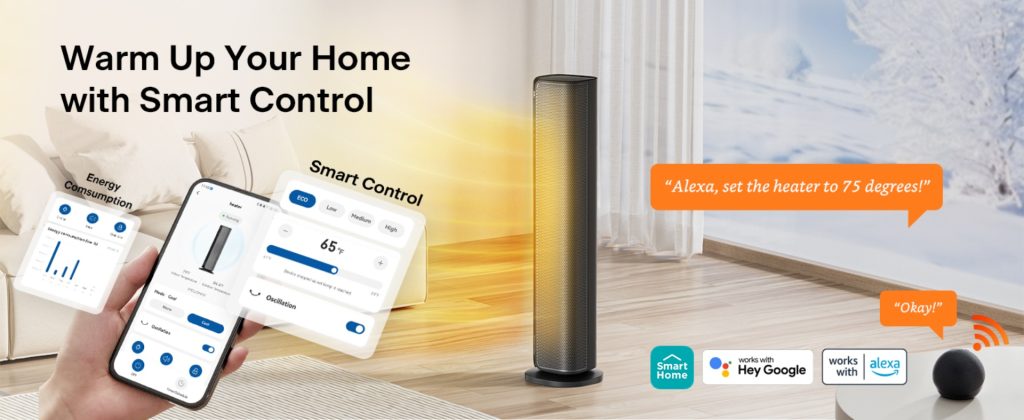 Pelonis 30-inch 1500-Watt Smart Electric Ceramic Heaters PSHC30DW6ABB ...